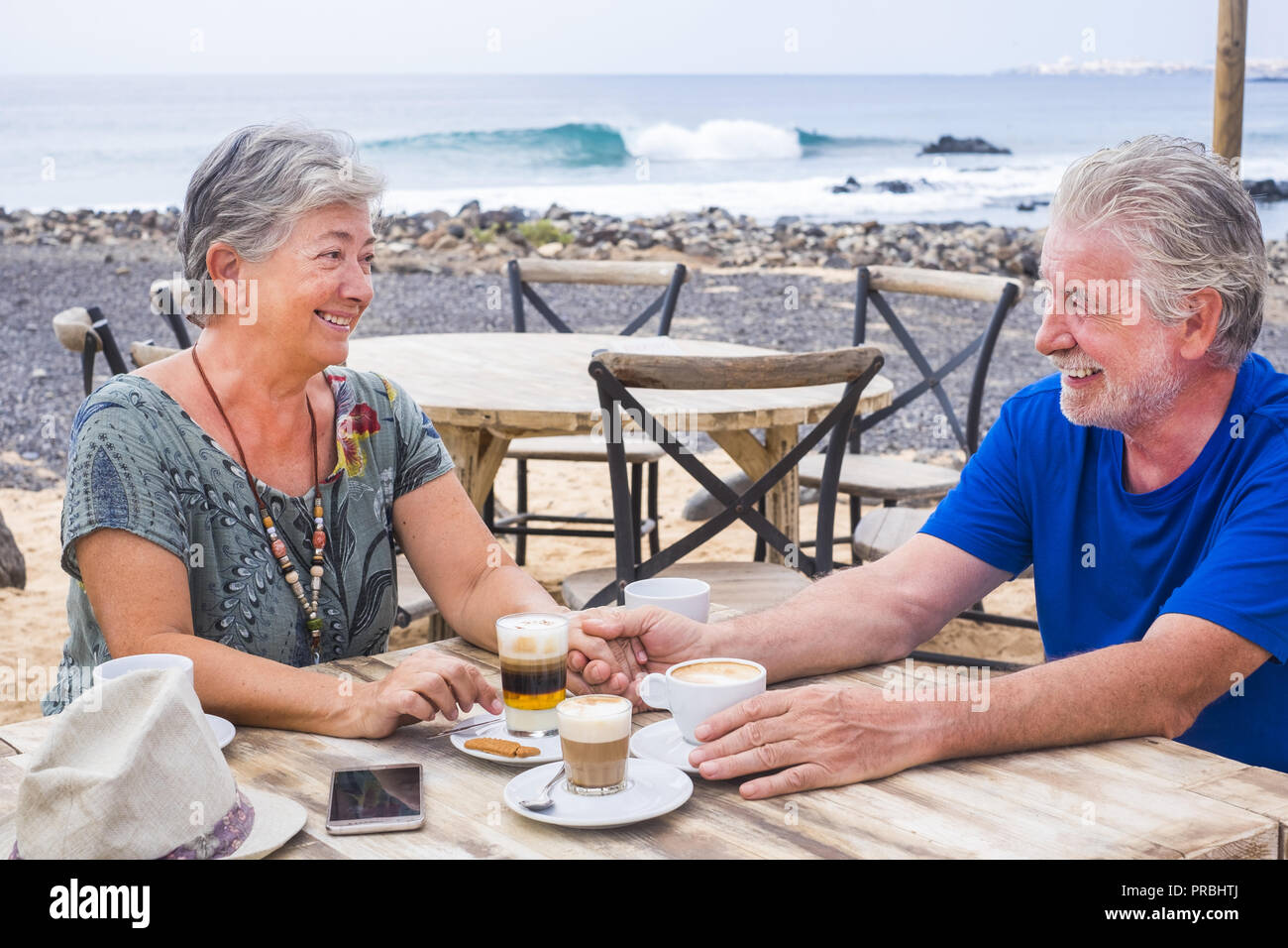 Successful retirement recreation, summer vacation concept. Retired ...