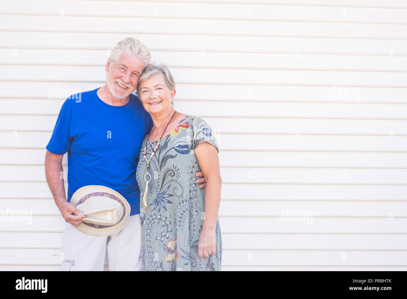 Old people stay together with love. Couple of senior caucasian person ...