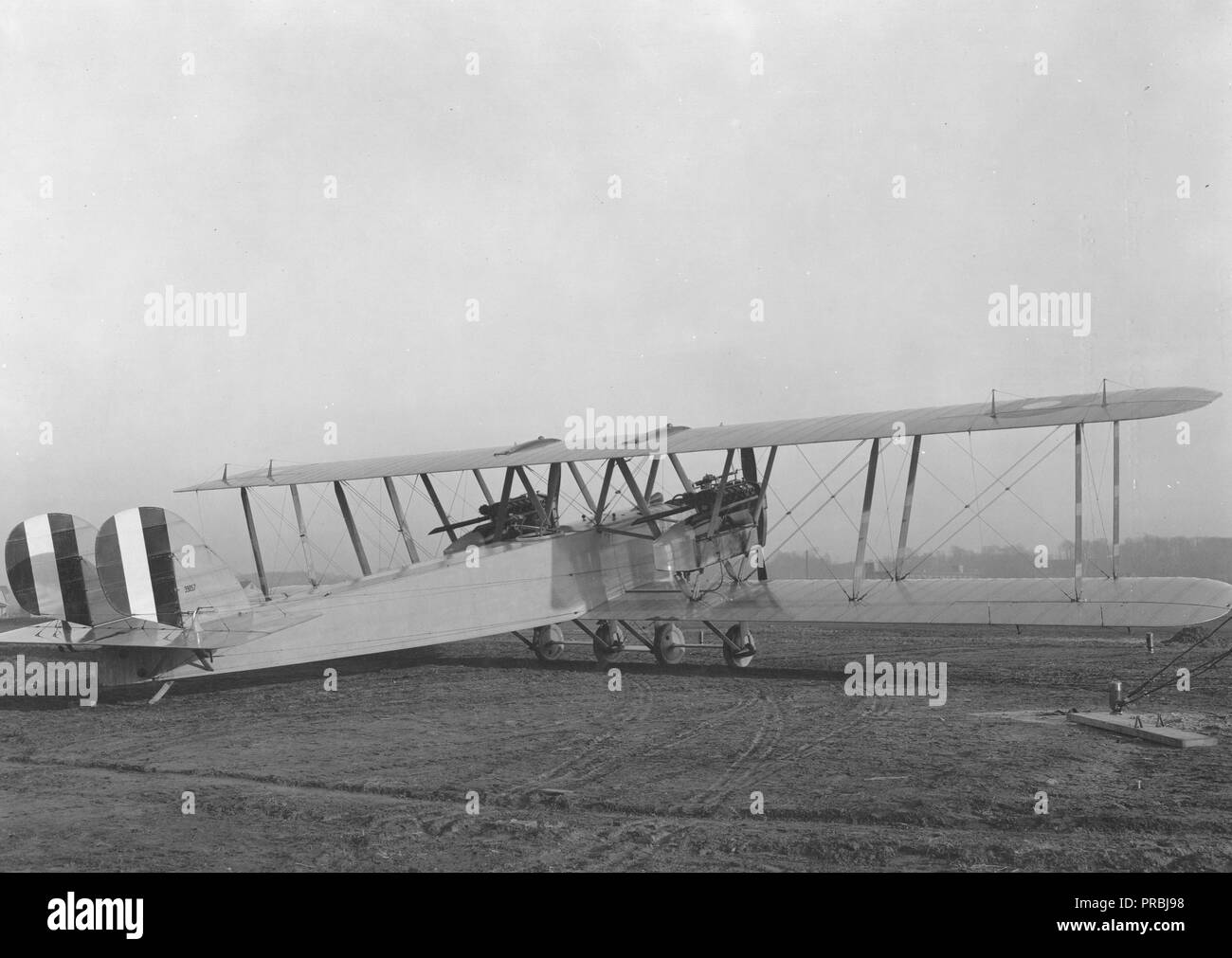 1919 - Building aeroplanes for the government. Three-quarter front view ...