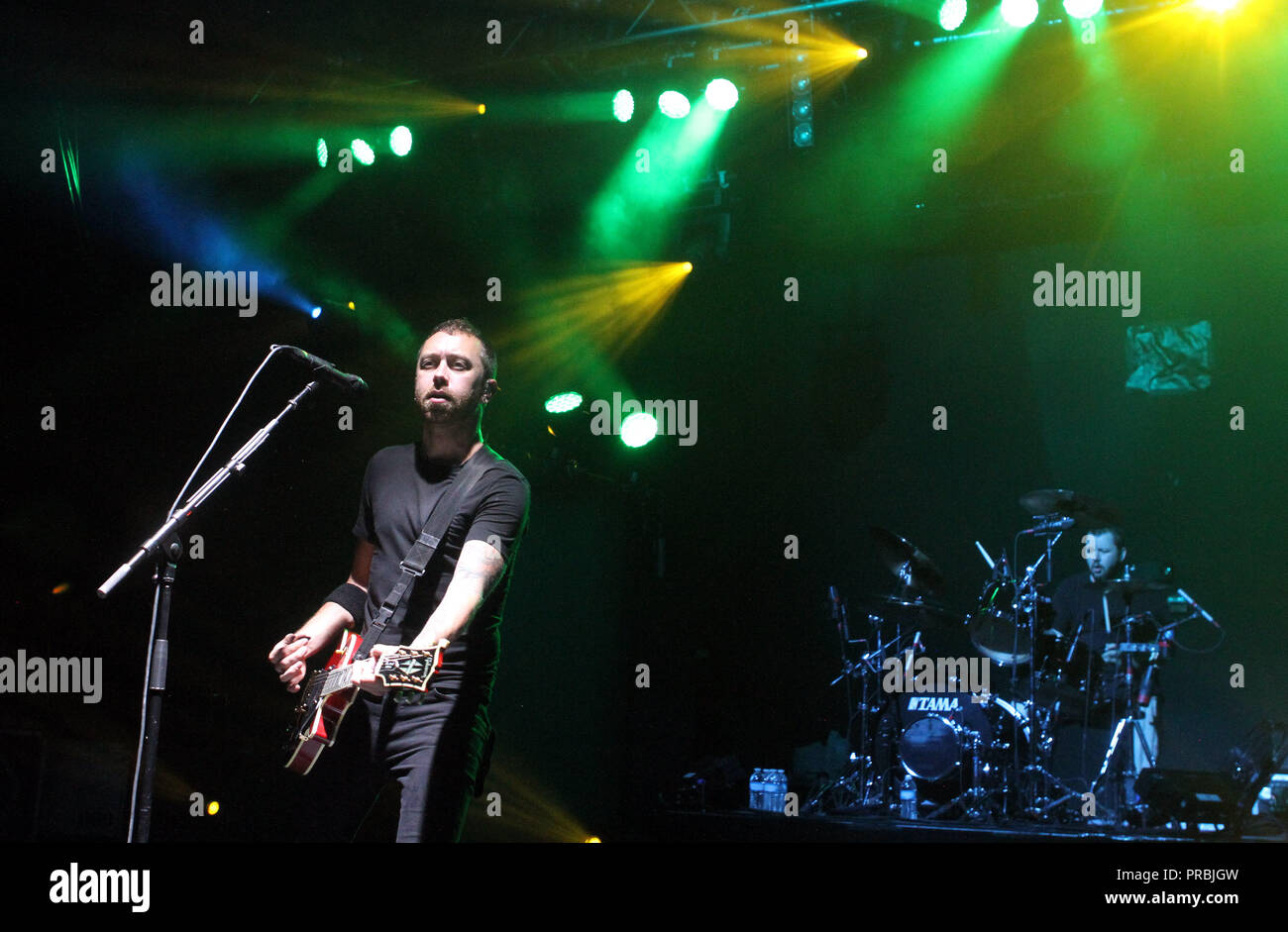 Tim Mcllrath with Rise Against performs at the Sunset Cove Amphitheater ...