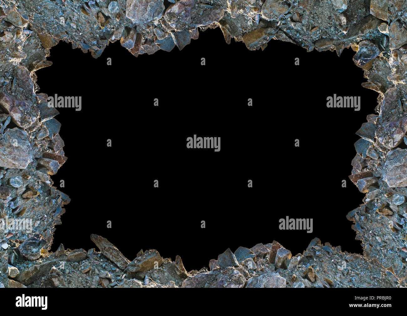 Black frame background with decorated rocky borders Stock Photo - Alamy