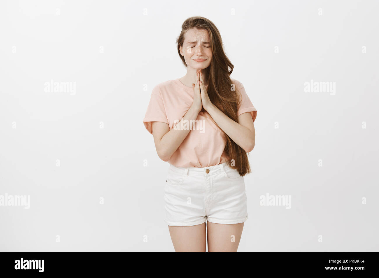 Reckless woman about to cry, asking desperate for help. Troubled timid ...