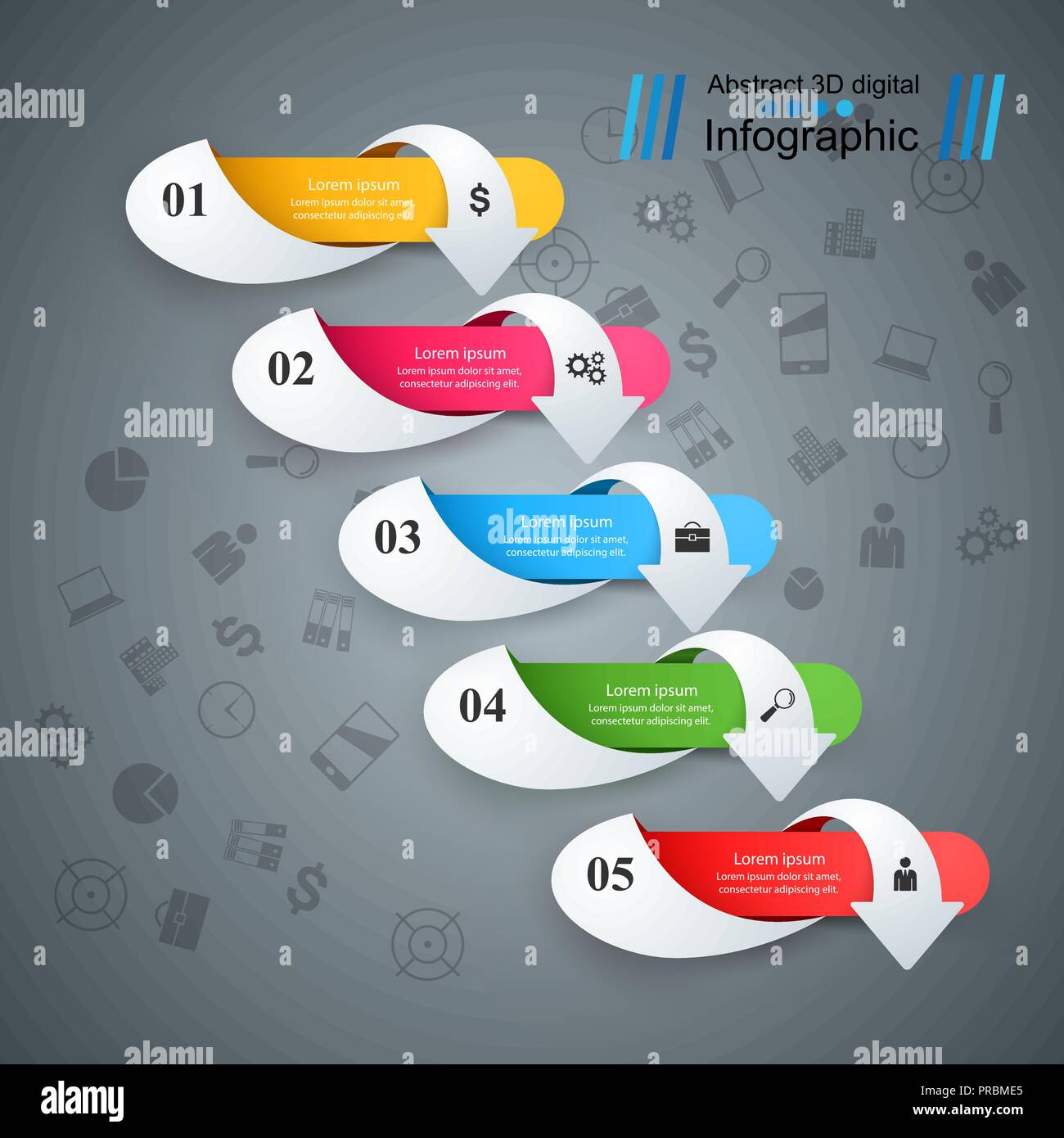 Business infographic. Five paper items Stock Vector Image & Art - Alamy