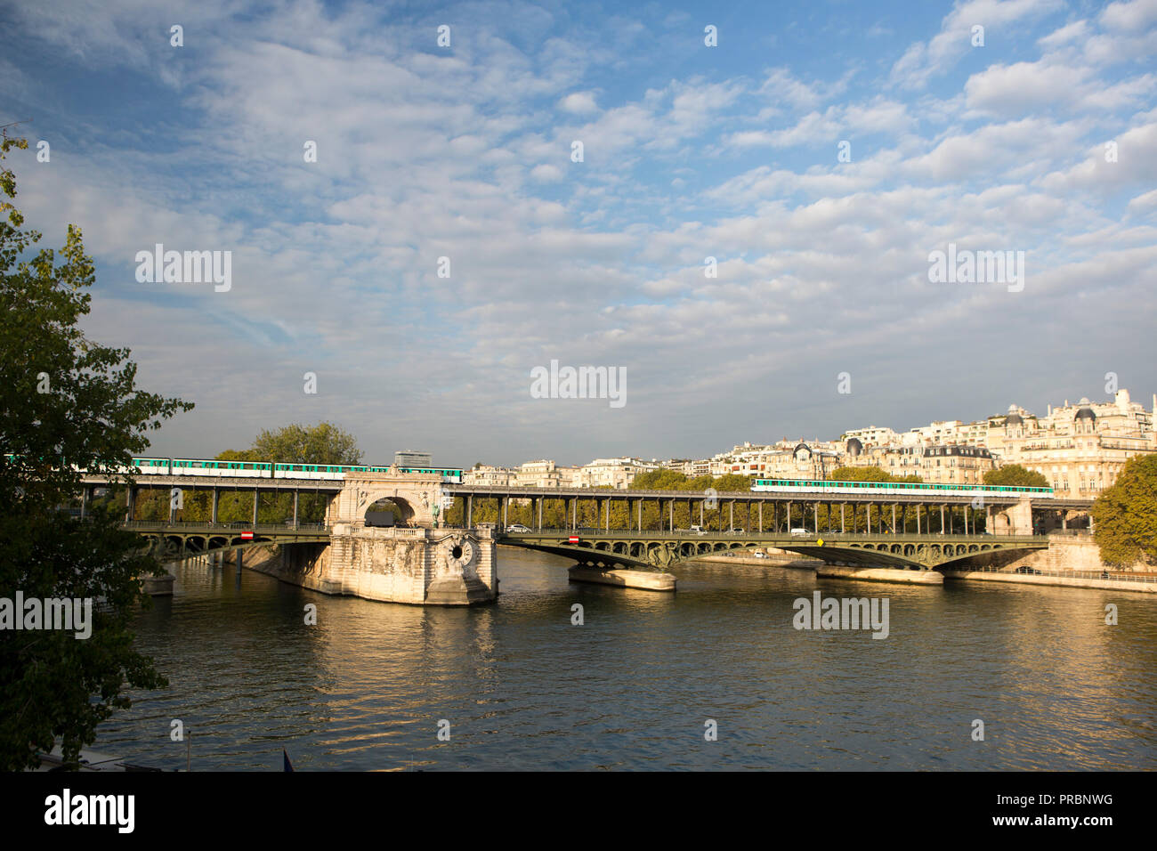 Paris bridge and metro trains Stock Photo - Alamy