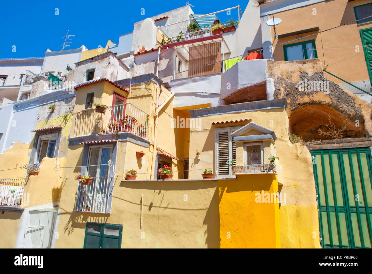 Italy, Procida island - Houses at Village Corricella Stock Photo - Alamy