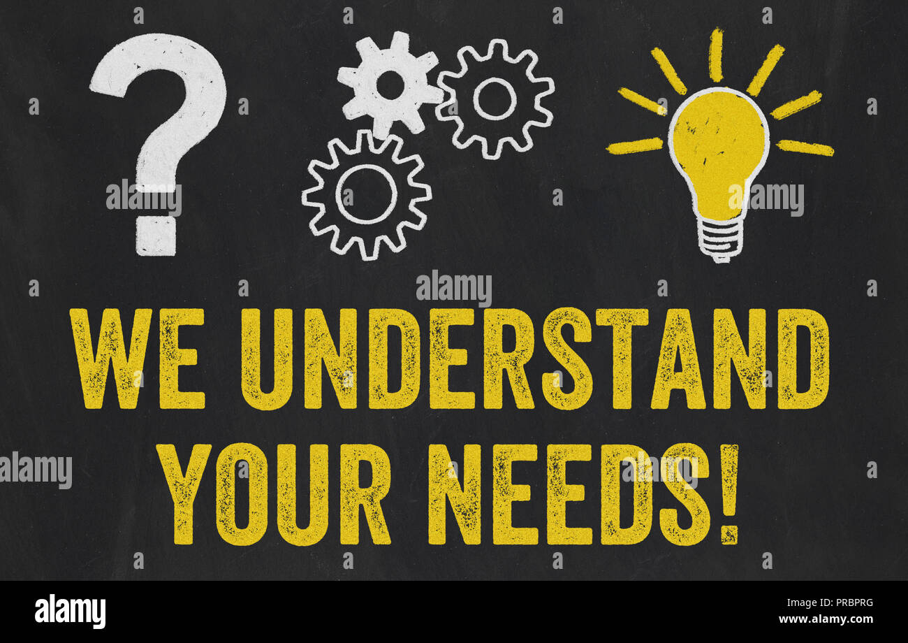 Question Mark, Gears, Light Bulb Concept - We understand your needs ...