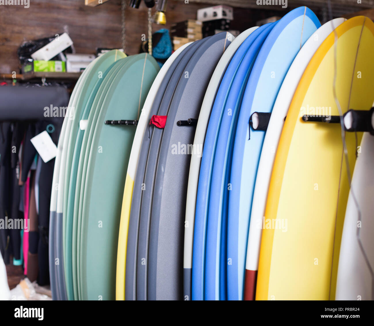Image of colorful fashionable beautiful surfboard standing in the ...