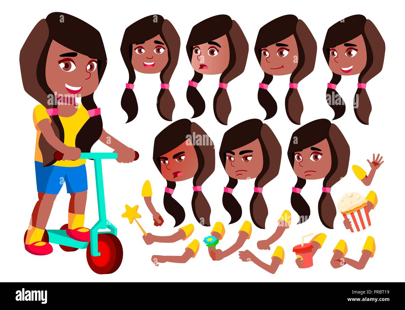 Girl, Child, Kid, Teen Vector. Black. Afro American. Joy. Comic ...