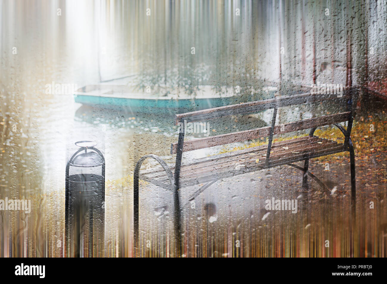 Background autumn rain in the park during the day Stock Photo - Alamy