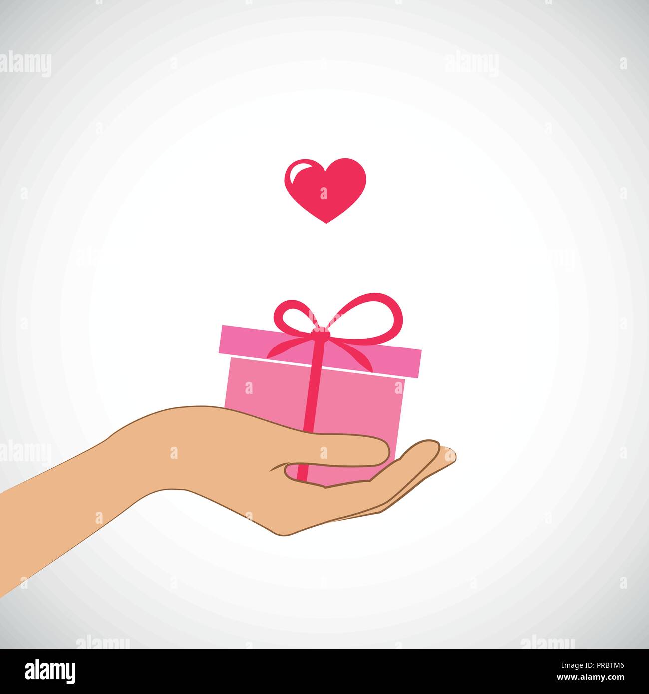 pink gift in hand idea for celebrations with love vector illustration ...