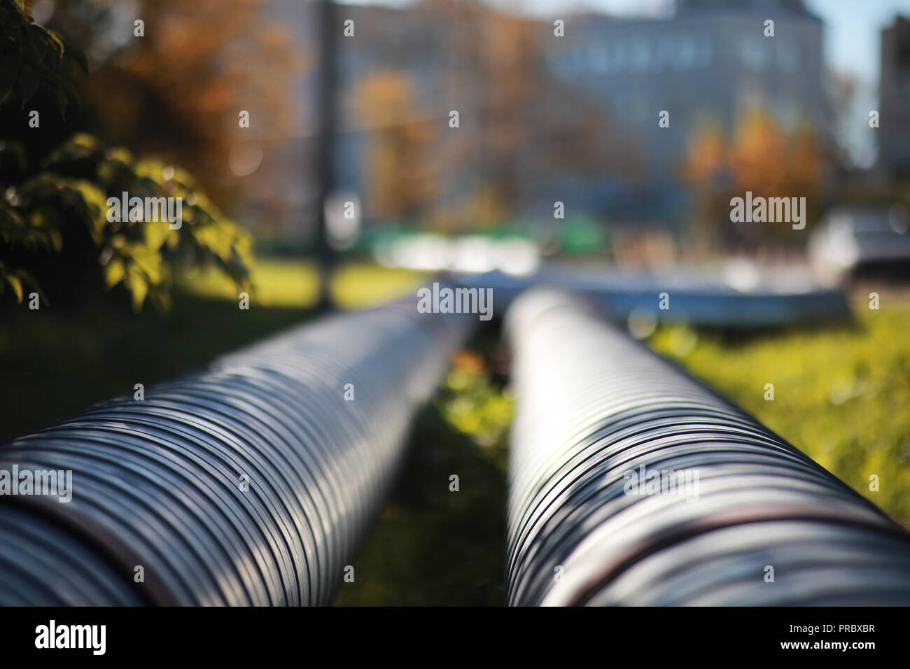 Industrial pipes on street construction Stock Photo - Alamy