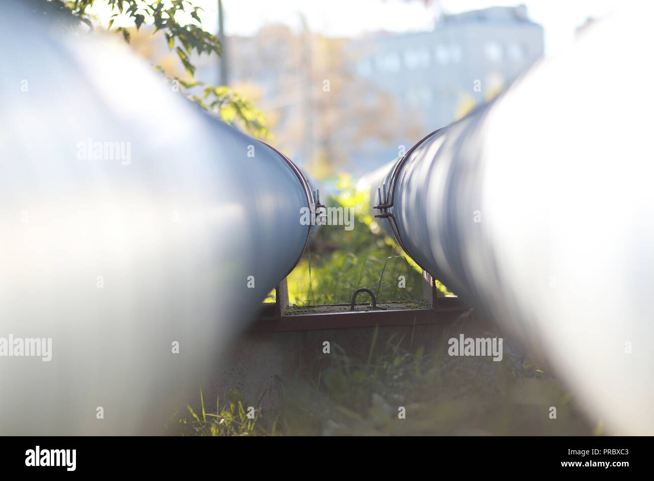 Industrial pipes on street construction Stock Photo - Alamy