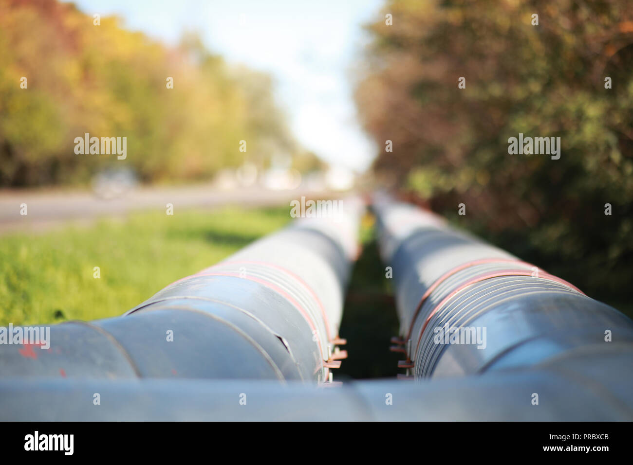 Industrial pipes on street construction Stock Photo - Alamy