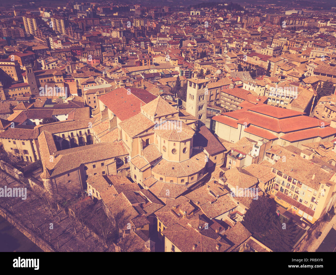 Views from the height of the historic part of city with cathedral in ...