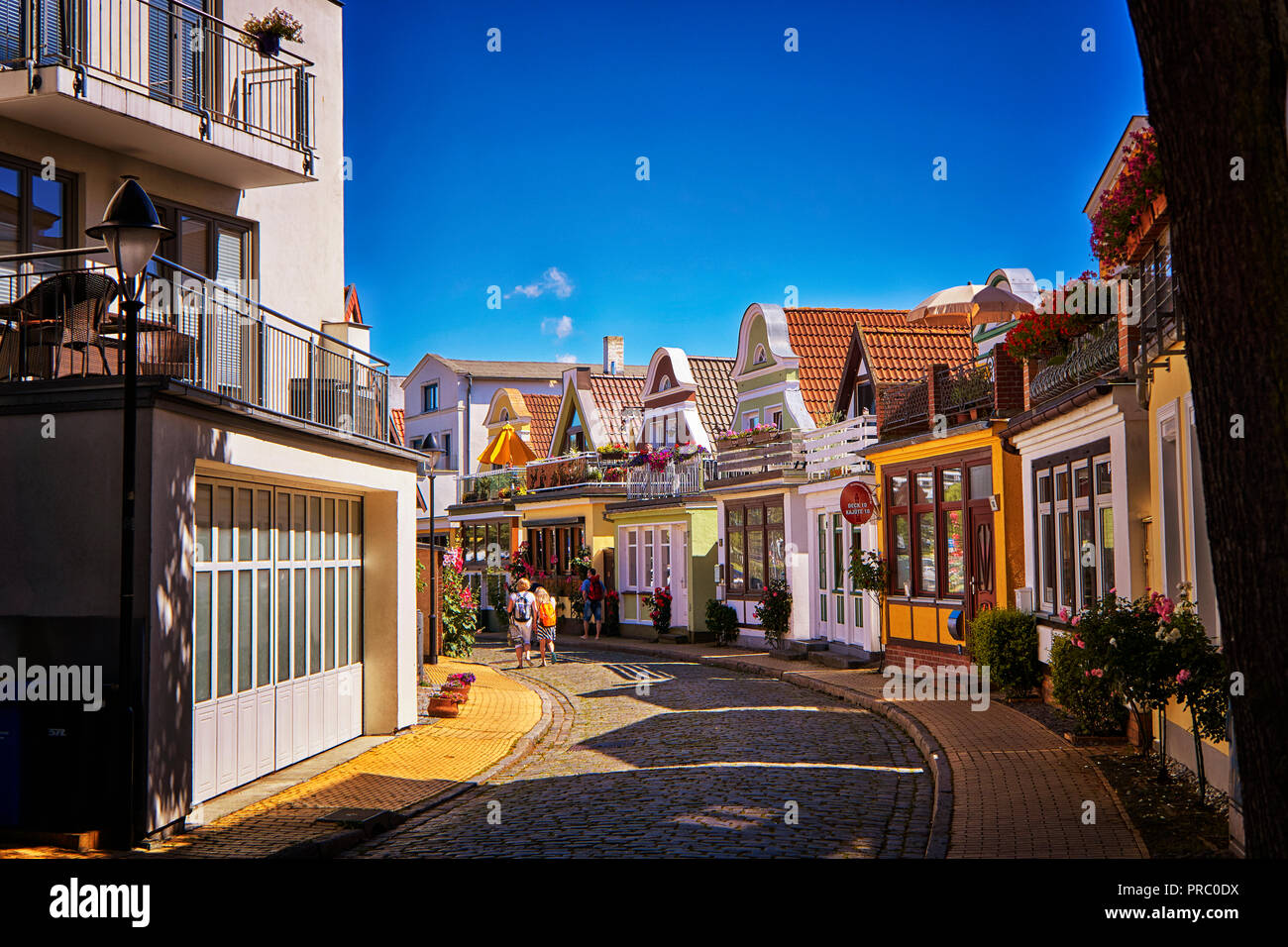 Row of residential houses in the traditional German architecture style ...