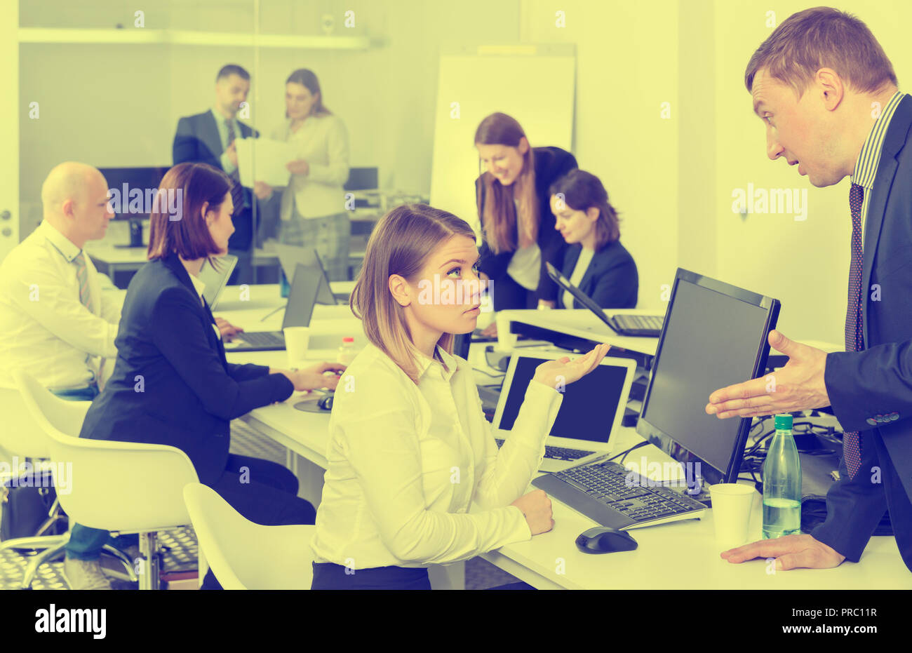 Irritated boss scolding female hi-res stock photography and images - Alamy