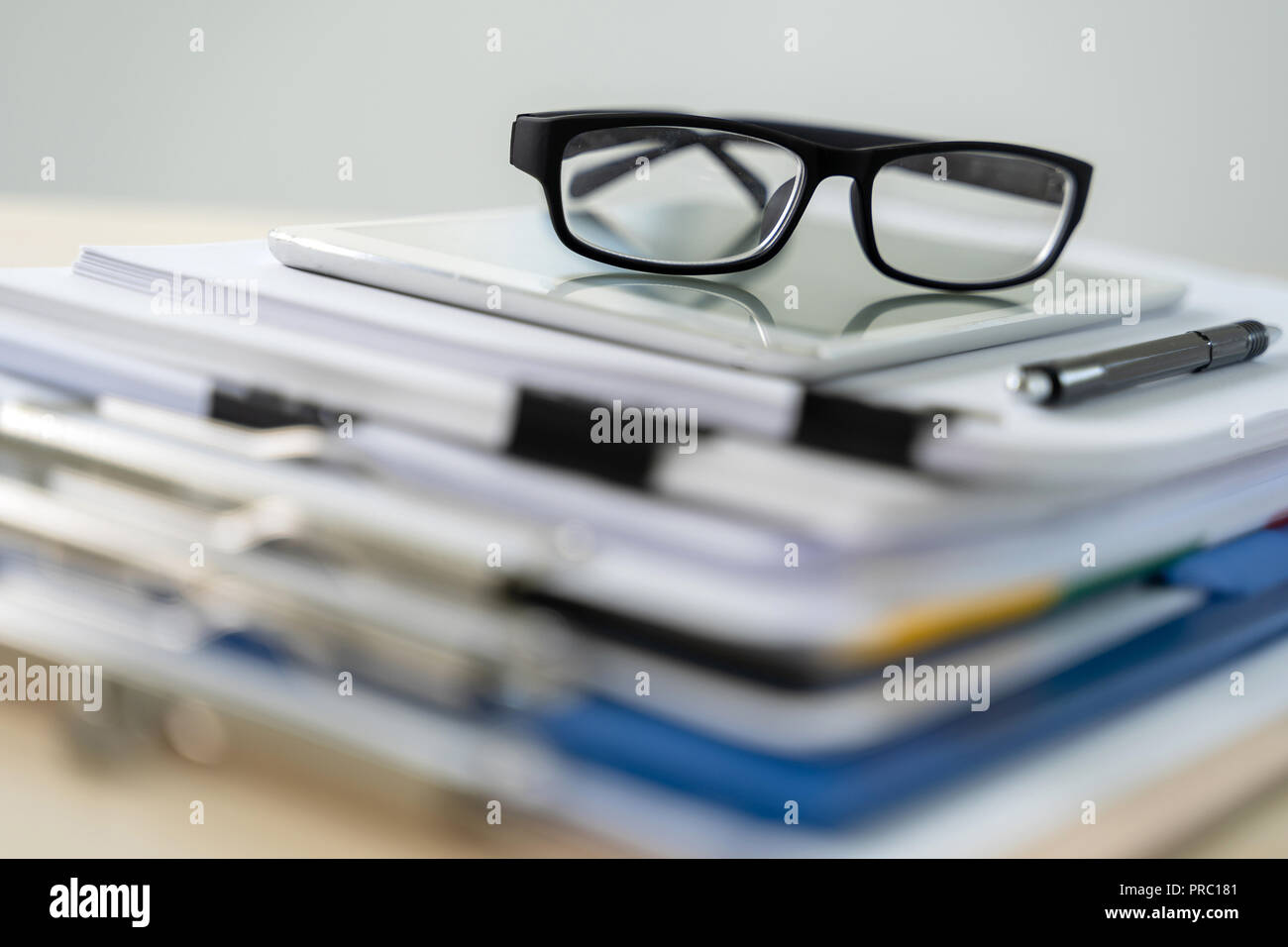 business concept Stack of documents graph financial to job succes Stock ...