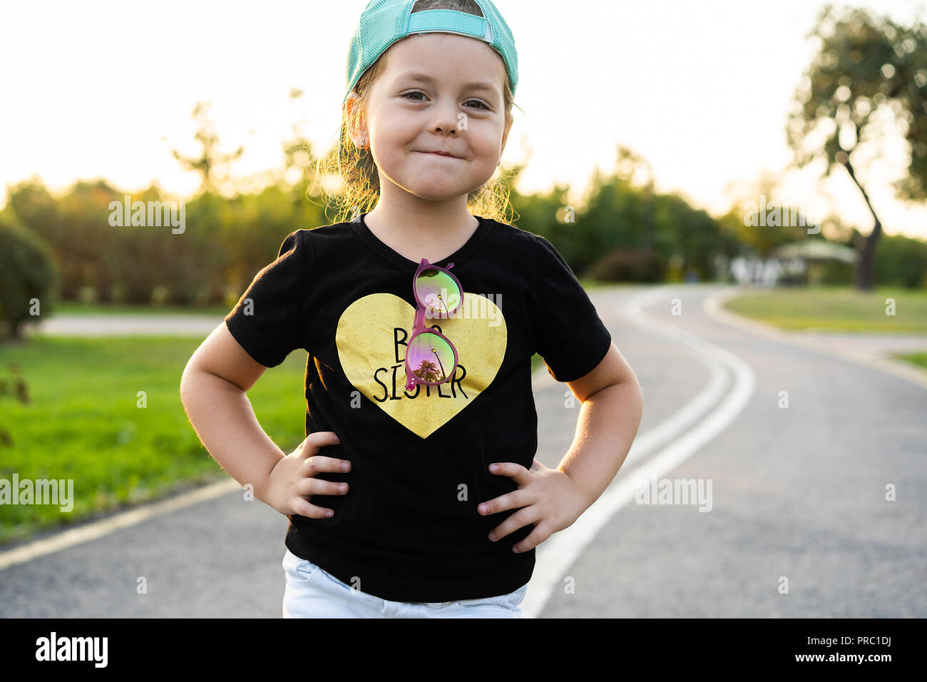 Fashion kid concept - portrait of stylish little cute girl child ...