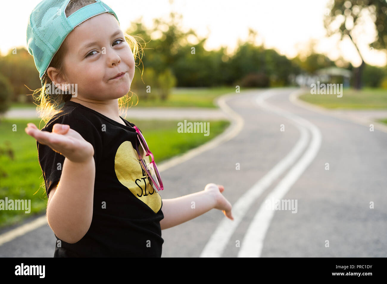 Fashion kid concept - portrait of stylish little cute girl child ...