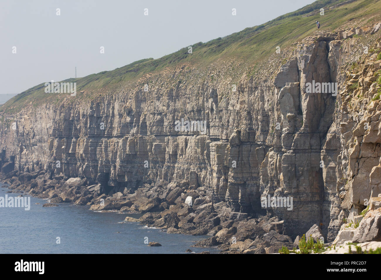 Cliffs and a rock climber, Swanage, Dorset Stock Photo - Alamy