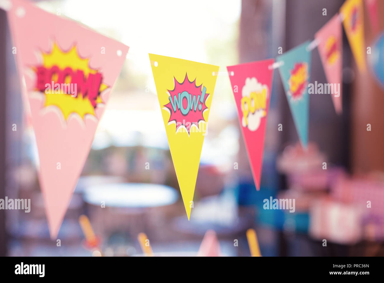 Colorful party flags close hi-res stock photography and images - Alamy