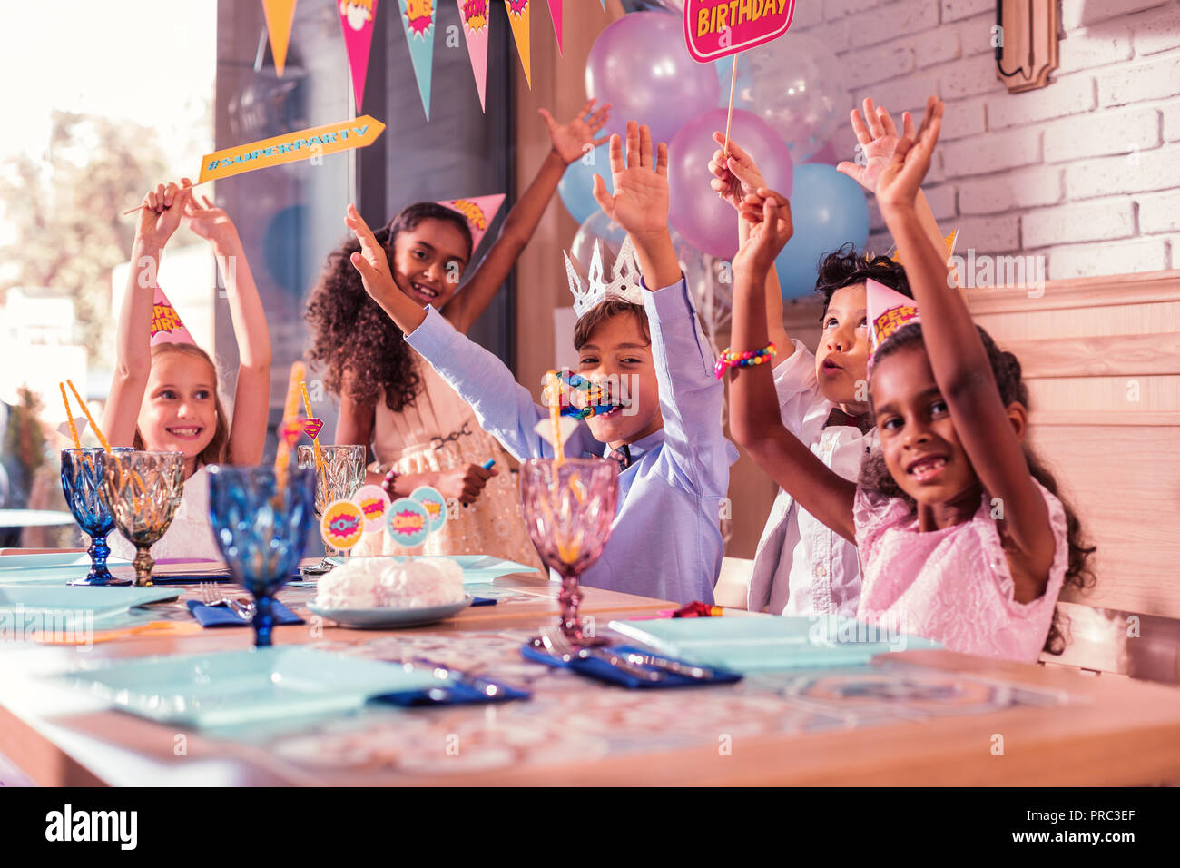 Hands up party hi-res stock photography and images - Alamy