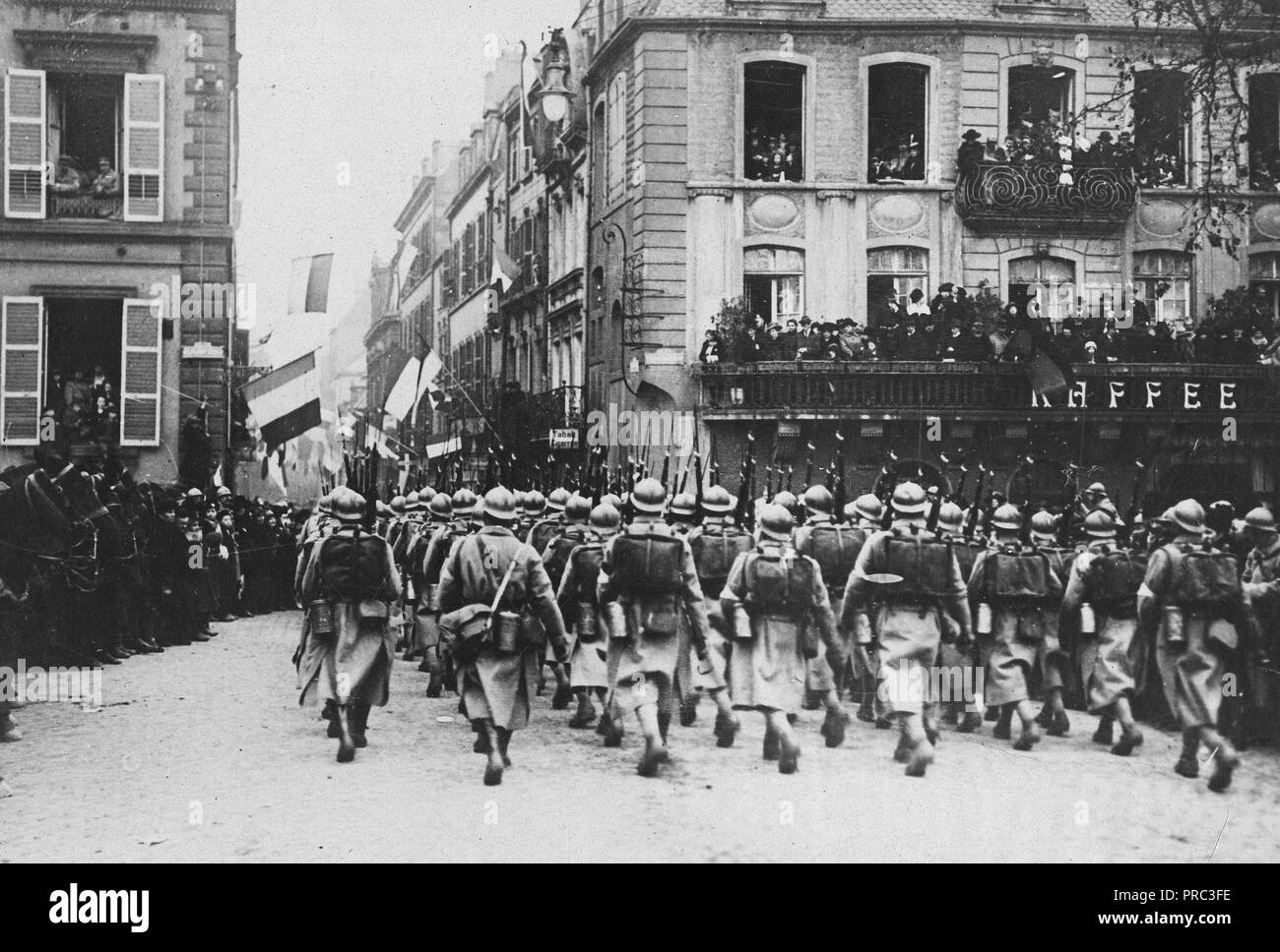 marching french troops in the city of Metz 1918 Stock Photo - Alamy