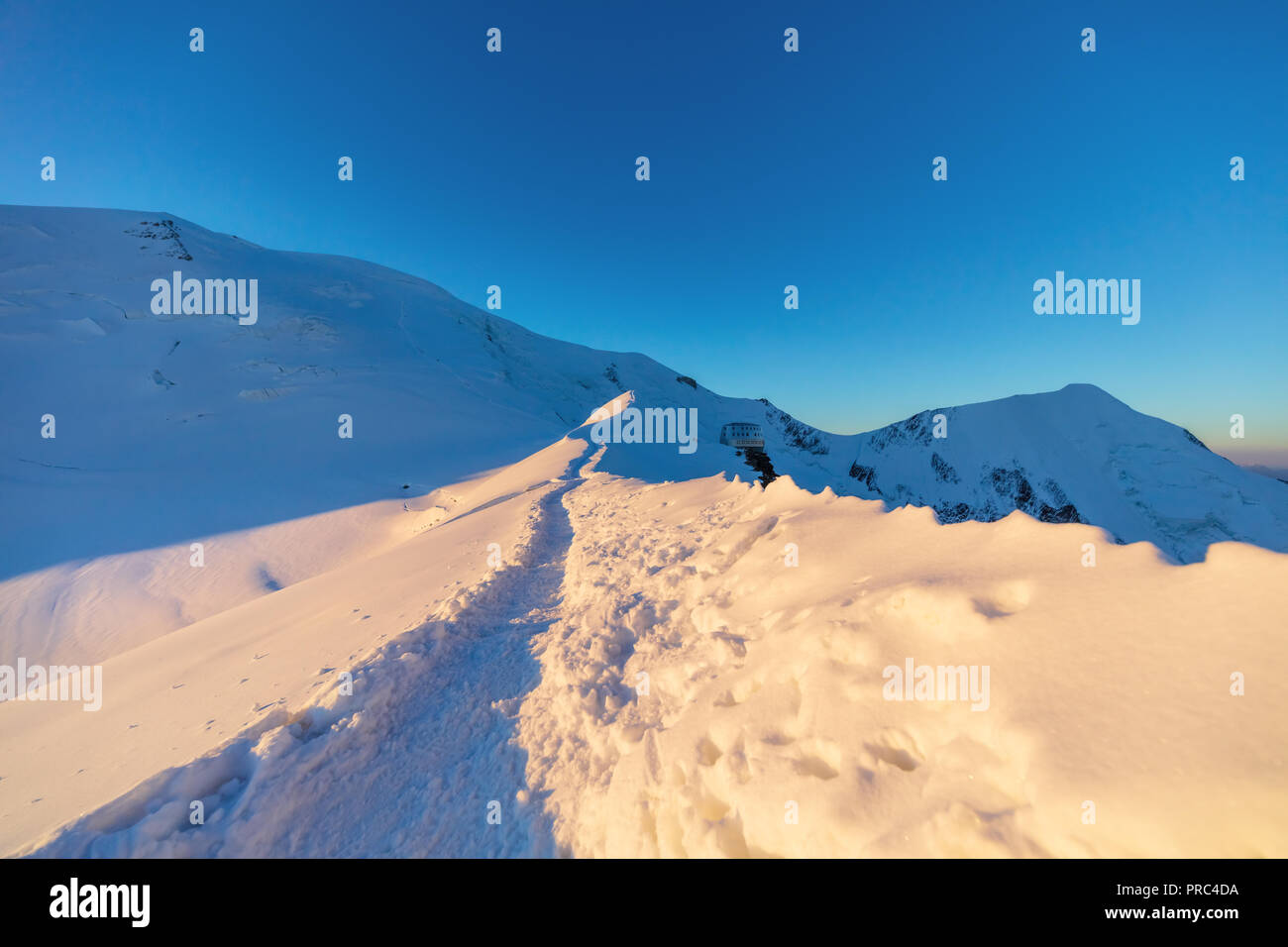 Trekking to the top of Mont Blanc mountain in French Alps Stock Photo ...
