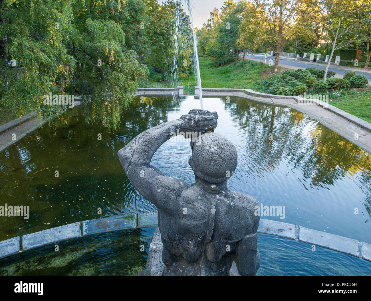 Mythical faun as public fountain Stock Photo - Alamy