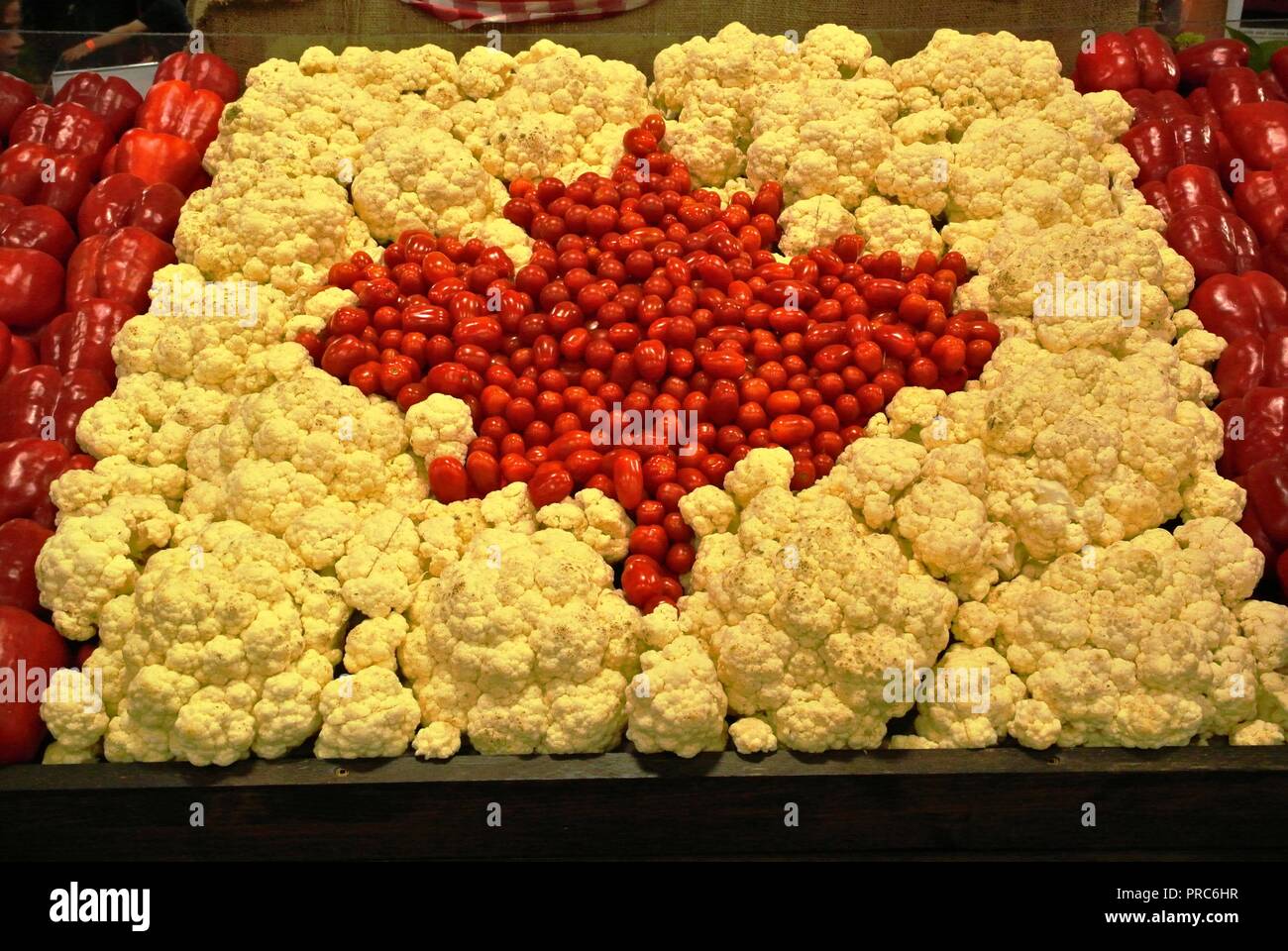 Canadian flag made of fresh vegetables and fruits, economy concept for ...