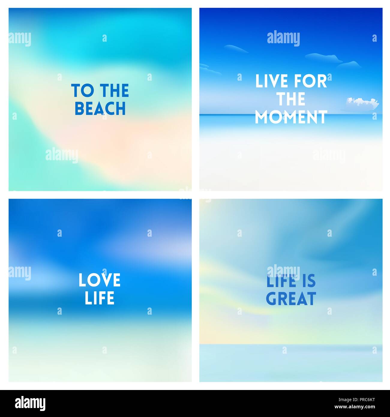 Abstract vector beach blurred background set 4 colors set. Square ...