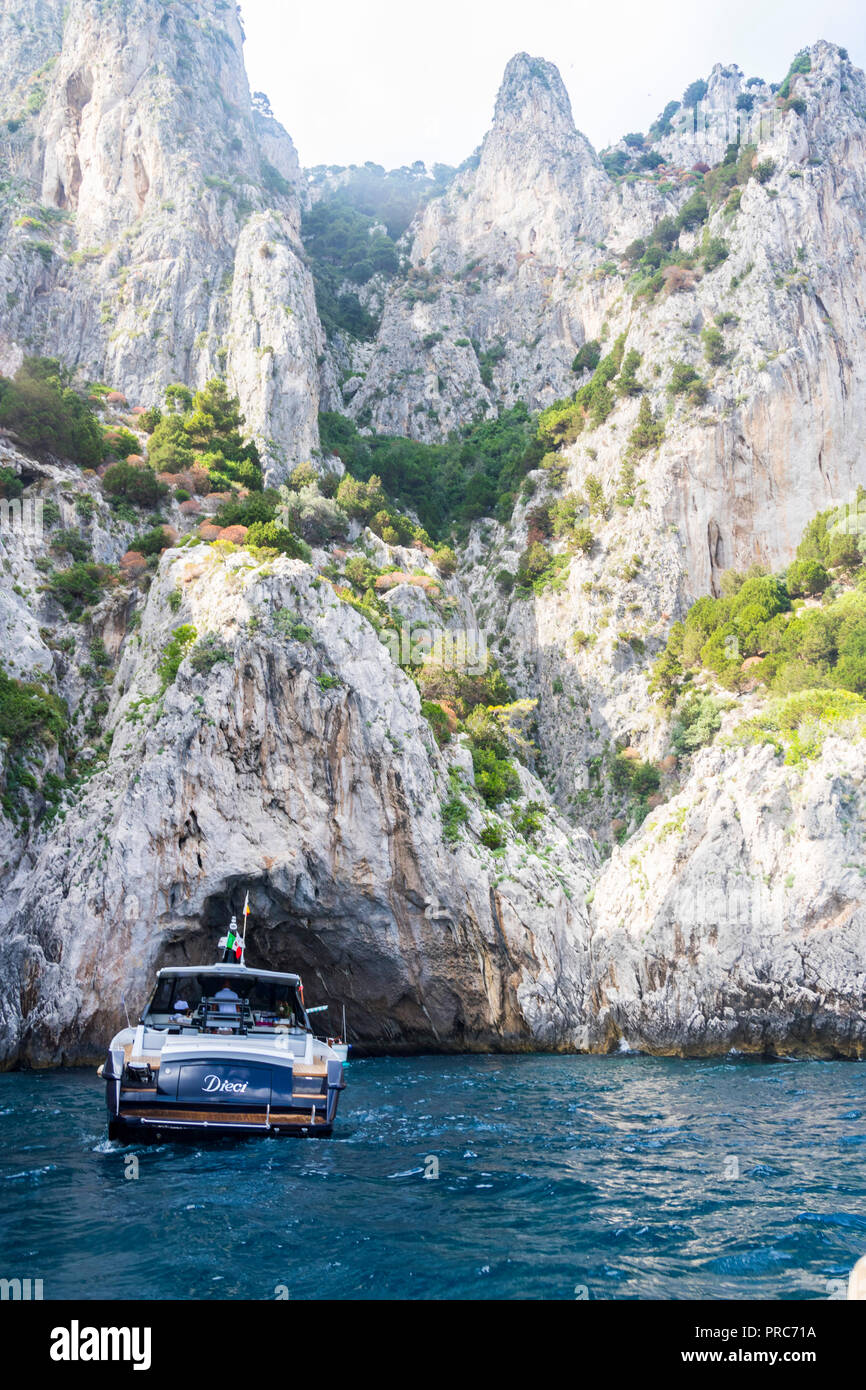 Tourist boat excursion, exploring caves, cave tour, blue grotto, capri ...