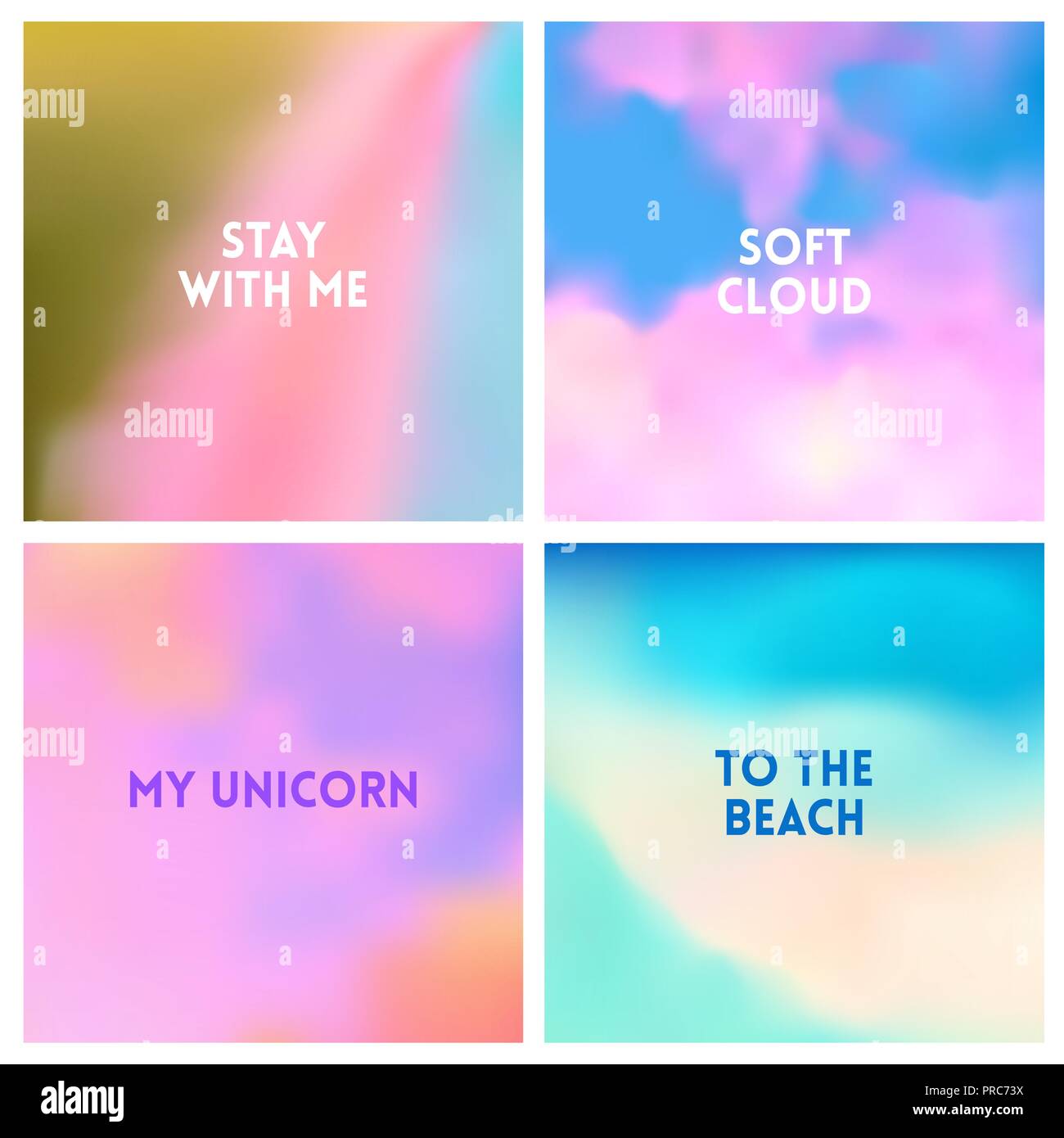 Abstract vector beach blurred background set 4 colors set. Square ...
