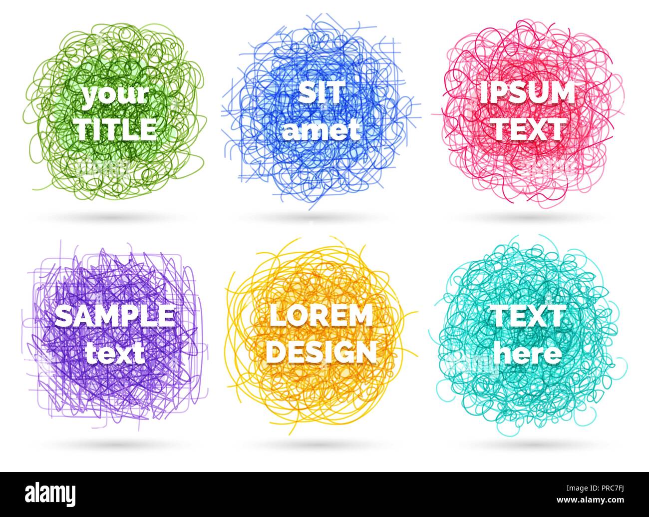 Pen sketch mess. Clutter scribbles labels with text, chaotic tangled ...