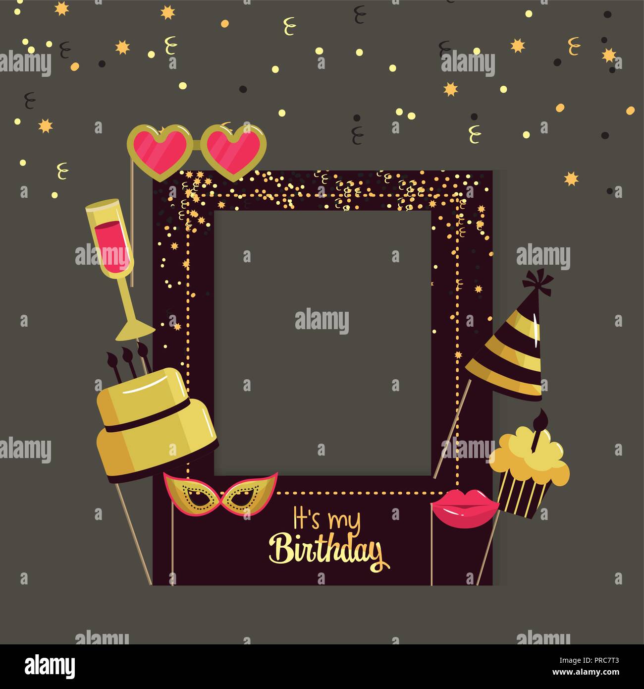 happy birthday framework with party decoration Stock Vector Image & Art ...