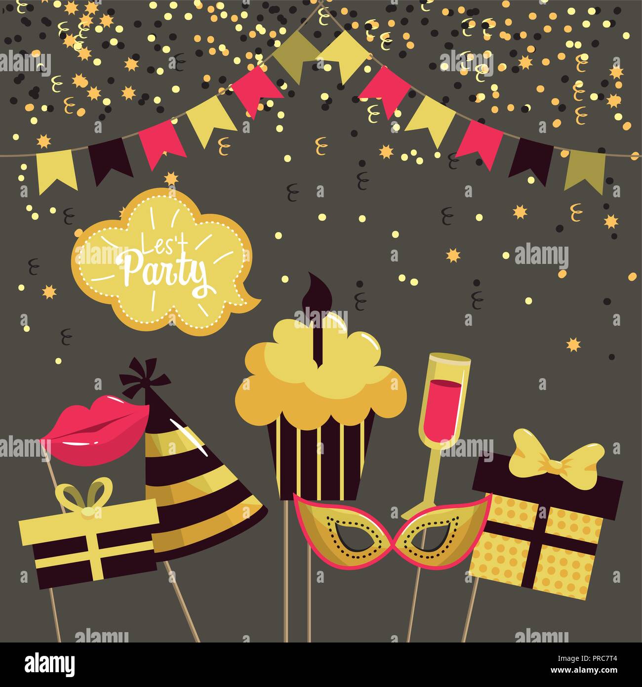 happy birthday decoration with party flags Stock Vector Image & Art - Alamy