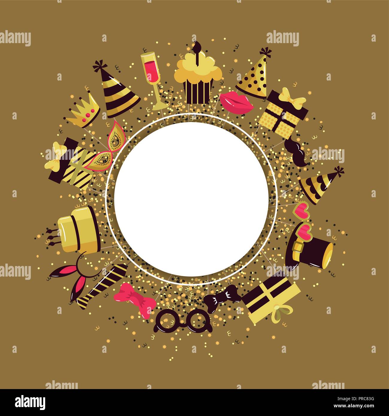 circle decoration with party happy birthday Stock Vector Image & Art ...