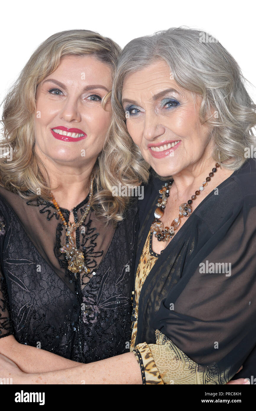 Portrait of beautiful senior women on white background Stock Photo - Alamy