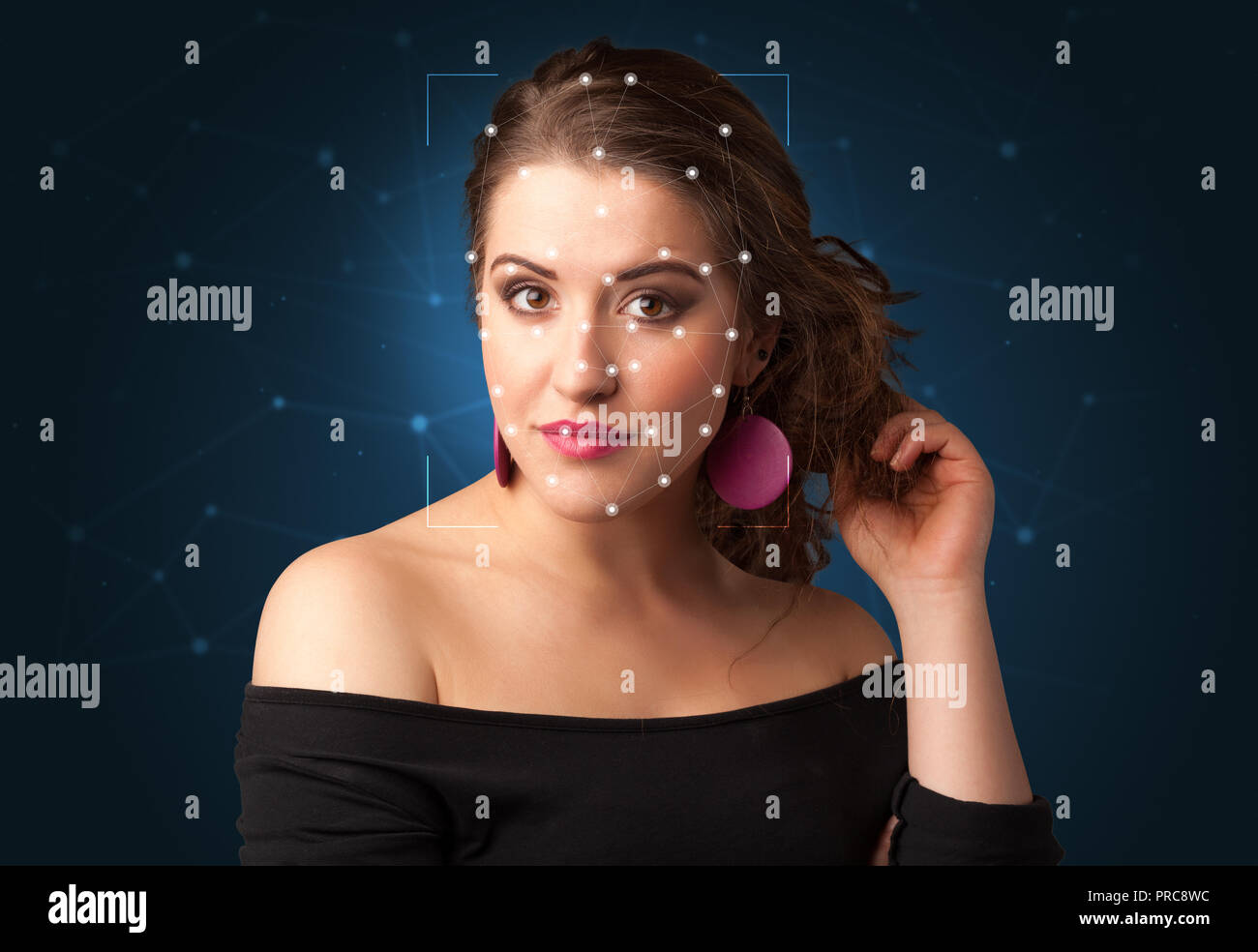 Recognition of a face by layering a mesh. Biometric verification and ...