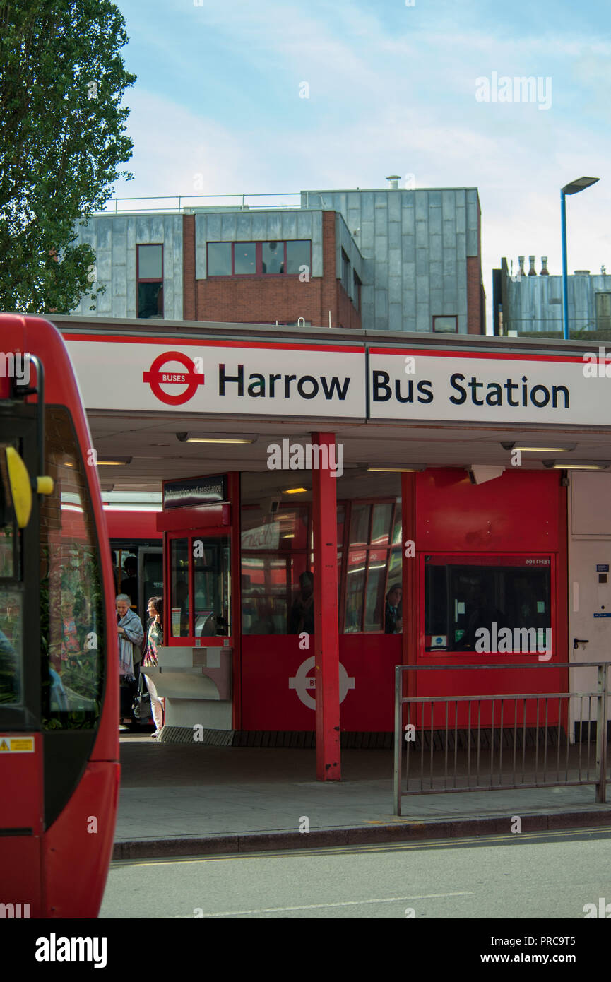 Harrow on the Hill Bus station with red buses Stock Photo - Alamy