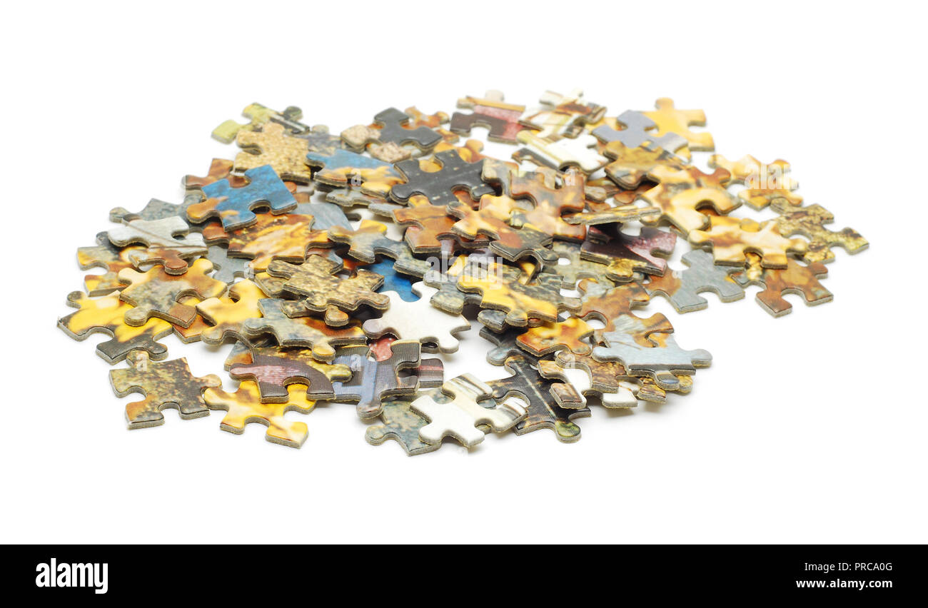 random puzzle pieces isolated on white Stock Photo - Alamy