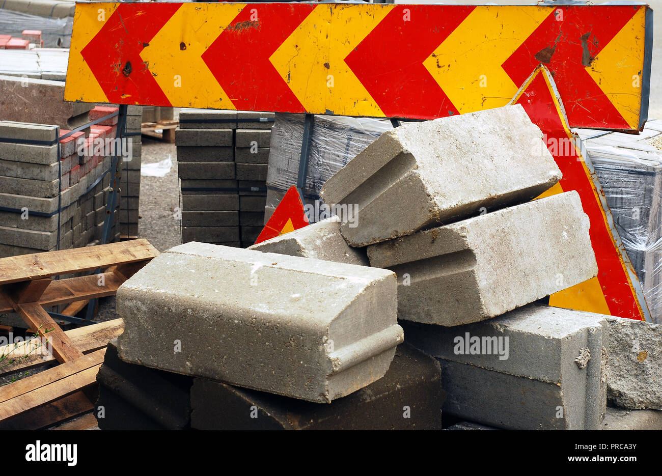 construction bricks and traffic signs Stock Photo - Alamy
