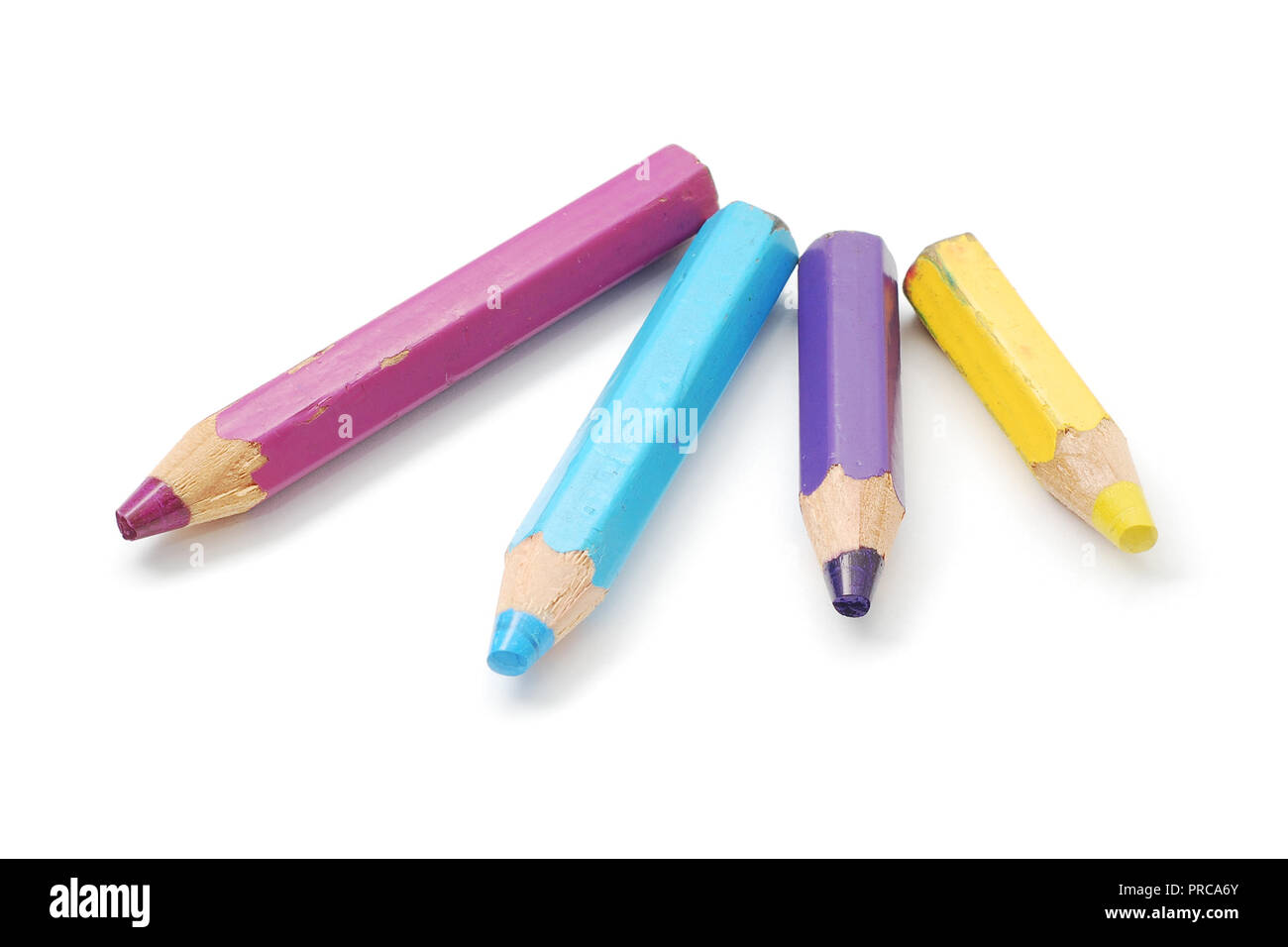 four crayons isolated on white Stock Photo - Alamy