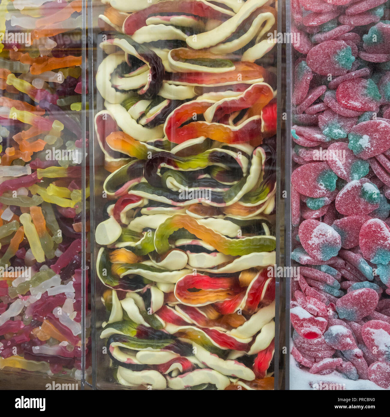 Candy shop scene from around Newquay town centre, Cornwall. Candies ...