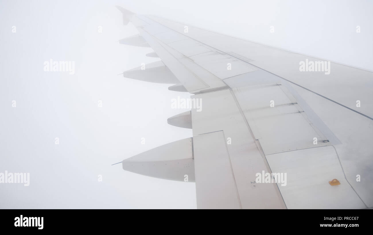 Image from illuminator of airplane flying through heavy clouds. Dsnger ...