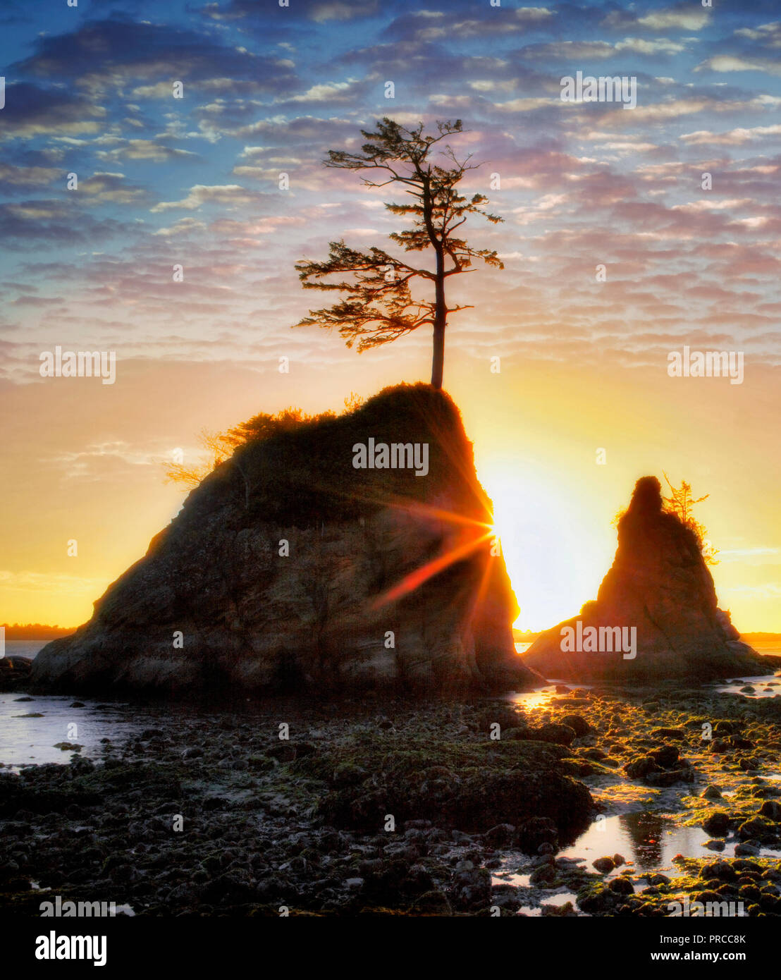 The Three Graces and sunset. Tillamook Bay. Oregon Stock Photo - Alamy