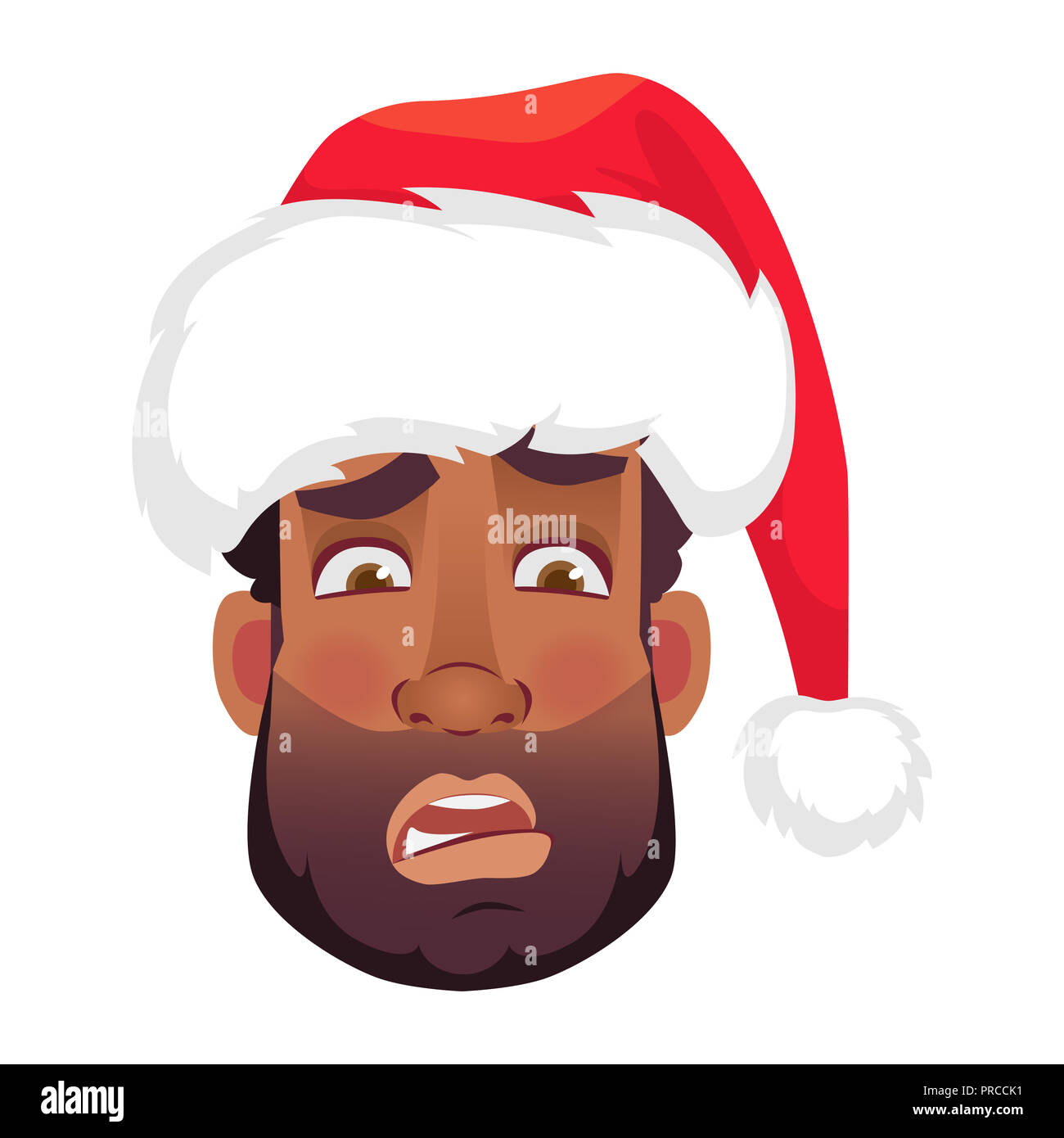 Head of African man in a Santa Claus hat. African american man face ...