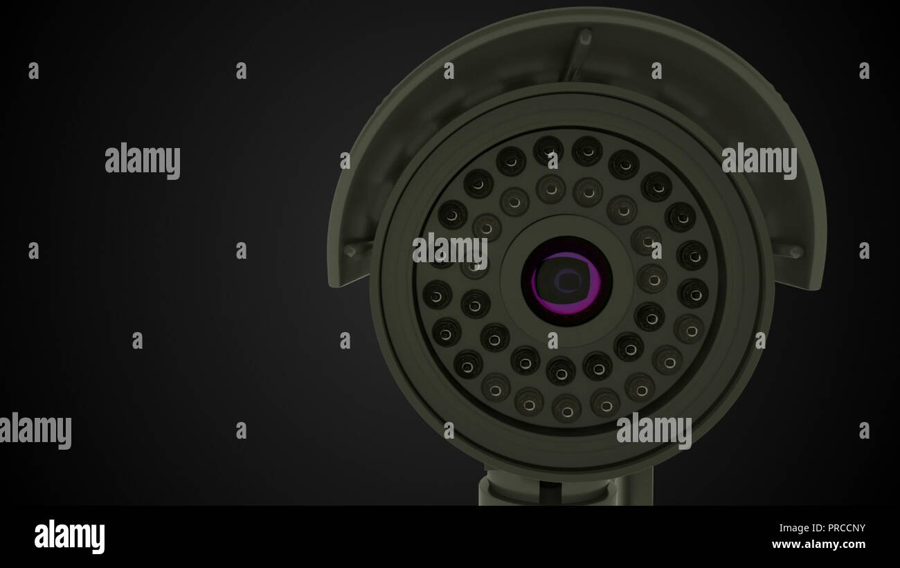 Modern rotating CCTV security camera, 3D rendering background Stock ...