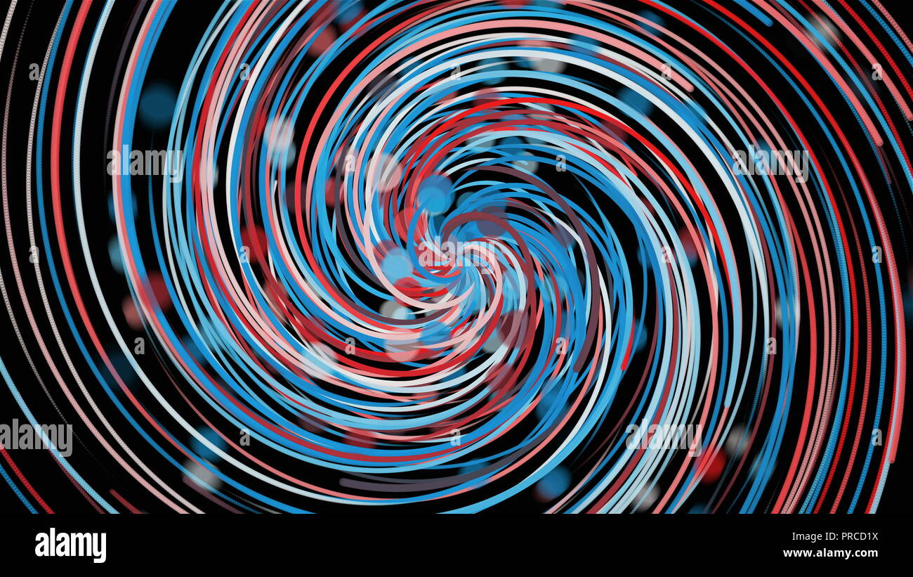 Many bright spiral particles lines, computer generated modern abstract ...