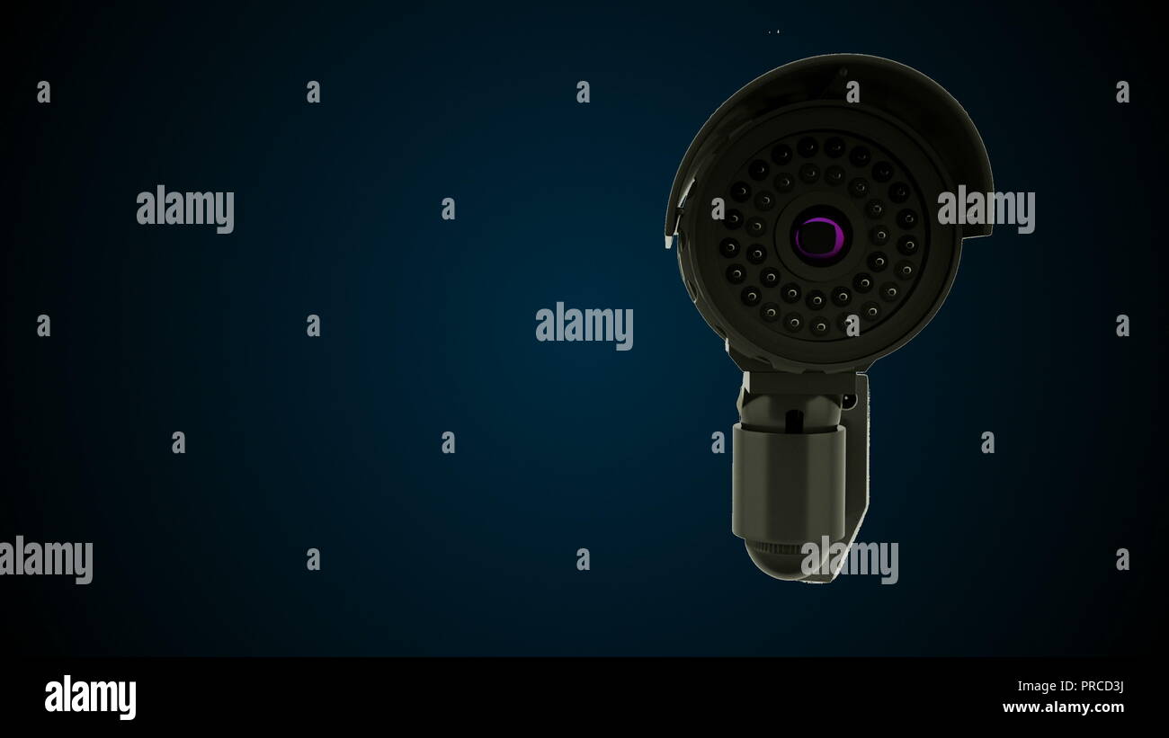 Modern rotating CCTV security camera, 3D rendering background Stock ...